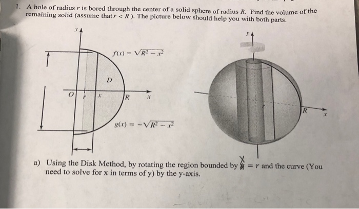 Solved A hole of radius r is bored through the center of a | Chegg.com