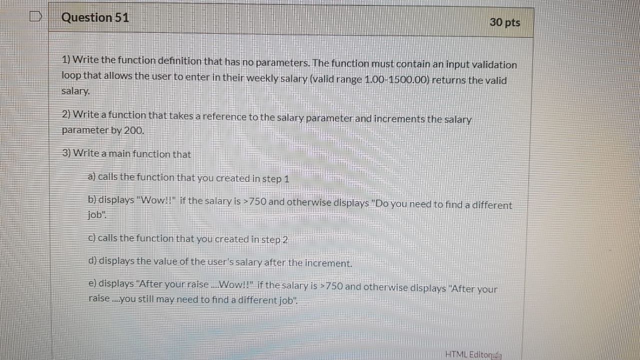 Solved Question 51 30 pts 1) Write the function definition | Chegg.com