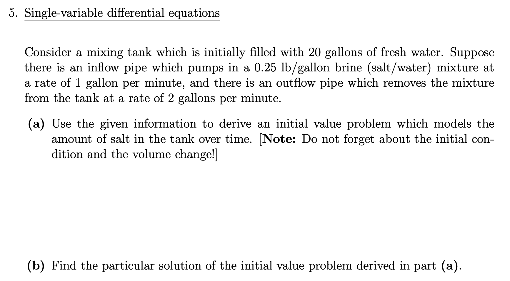 Solved 5. Single-variable differential equations Consider a | Chegg.com