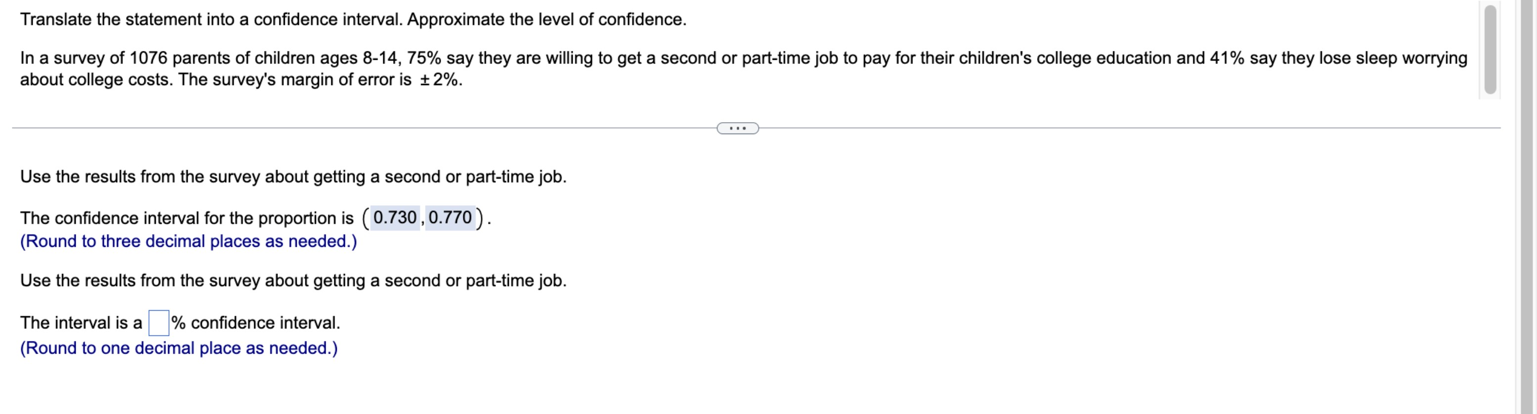 Solved Translate the statement into a confidence interval. | Chegg.com
