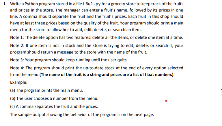 Solved 1 Write A Python Program Stored In A File L671 Py