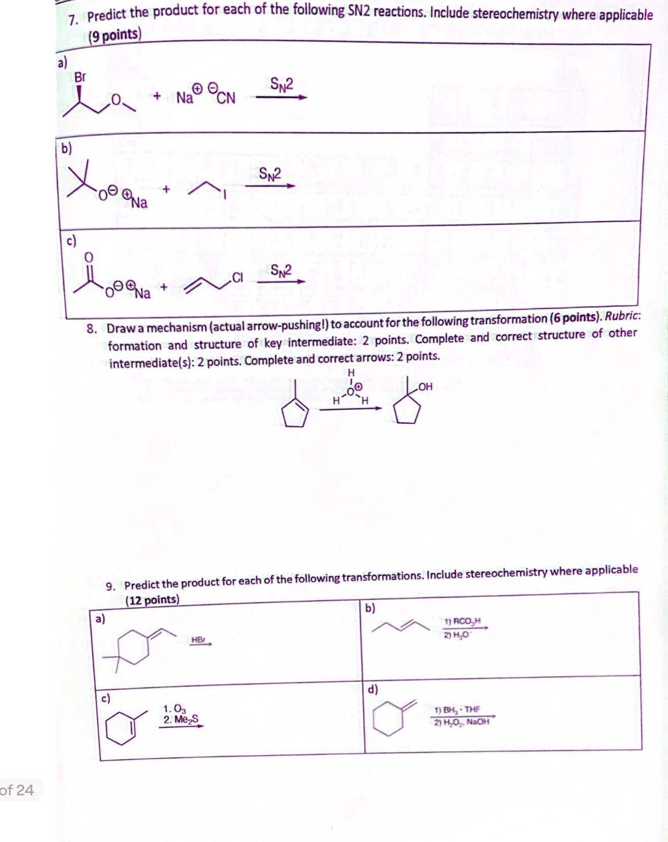Solved 7. Predict the product for each of the following SN2 | Chegg.com