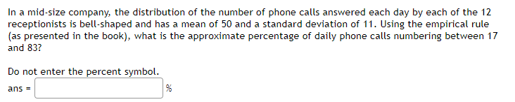 Solved In a mid-size company, the distribution of the number | Chegg.com