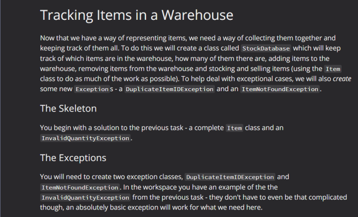 Solved Tracking Items in a Warehouse Now that we have a way | Chegg.com