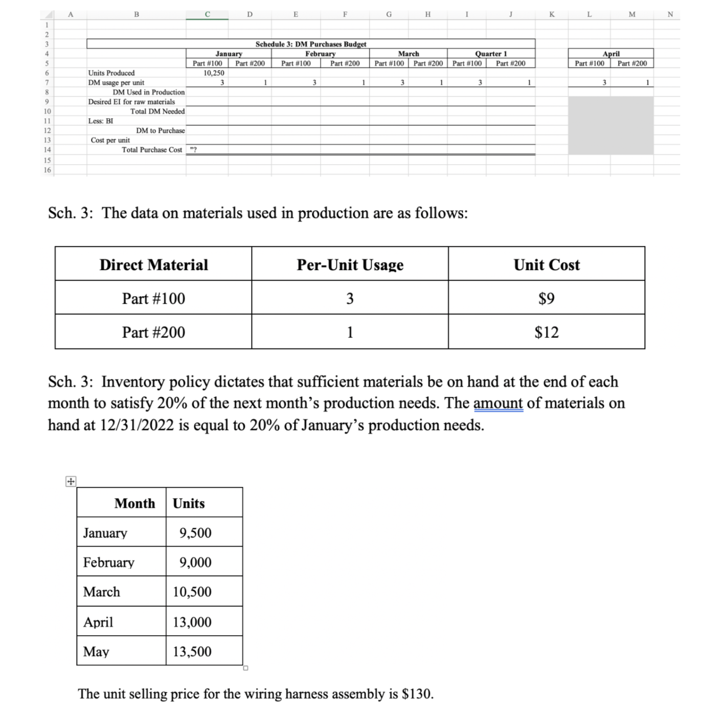 Solved Please help me fill in all of the excel table. PLease | Chegg.com