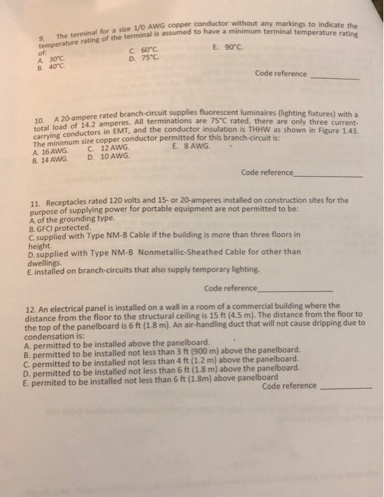 Solved Applied Electricity NEC worksheet t hree Copper | Chegg.com