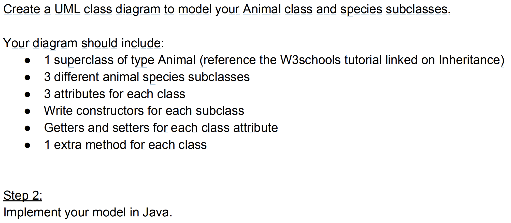 Create a UML class diagram to model your Animal class | Chegg.com