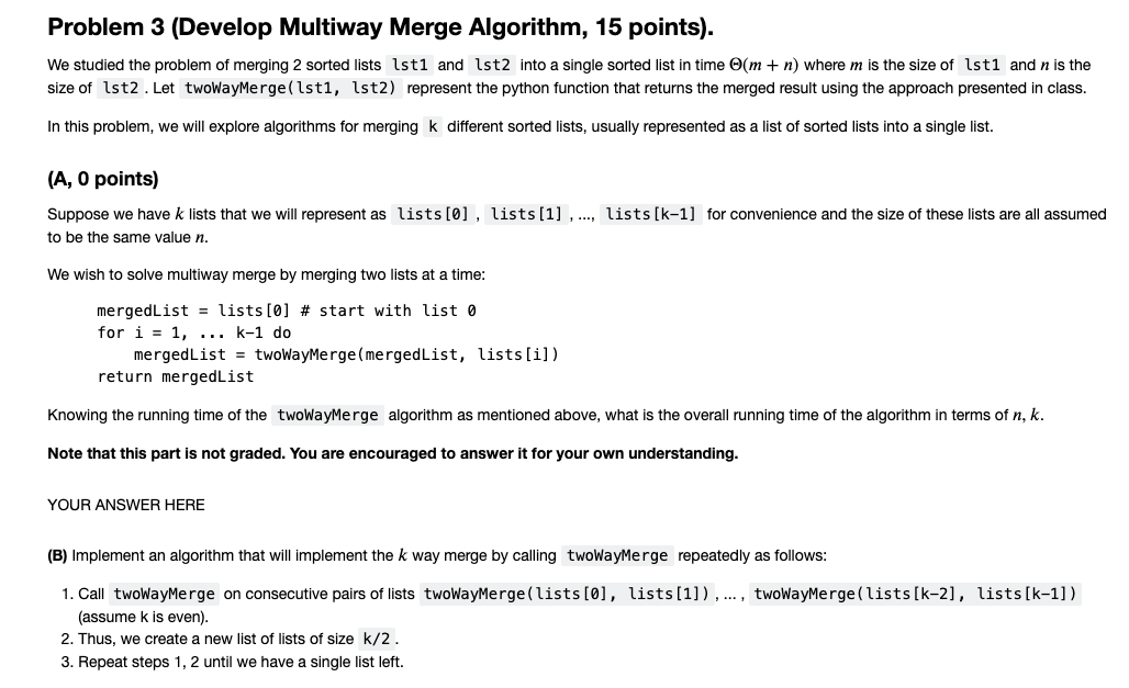 Solved Problem 3 Develop Multiway Merge Algorithm 15 