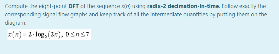 Solved Compute the eight-point DFT of the sequence x(n) | Chegg.com