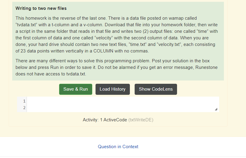 Solved Writing to two new files This homework is the reverse | Chegg.com