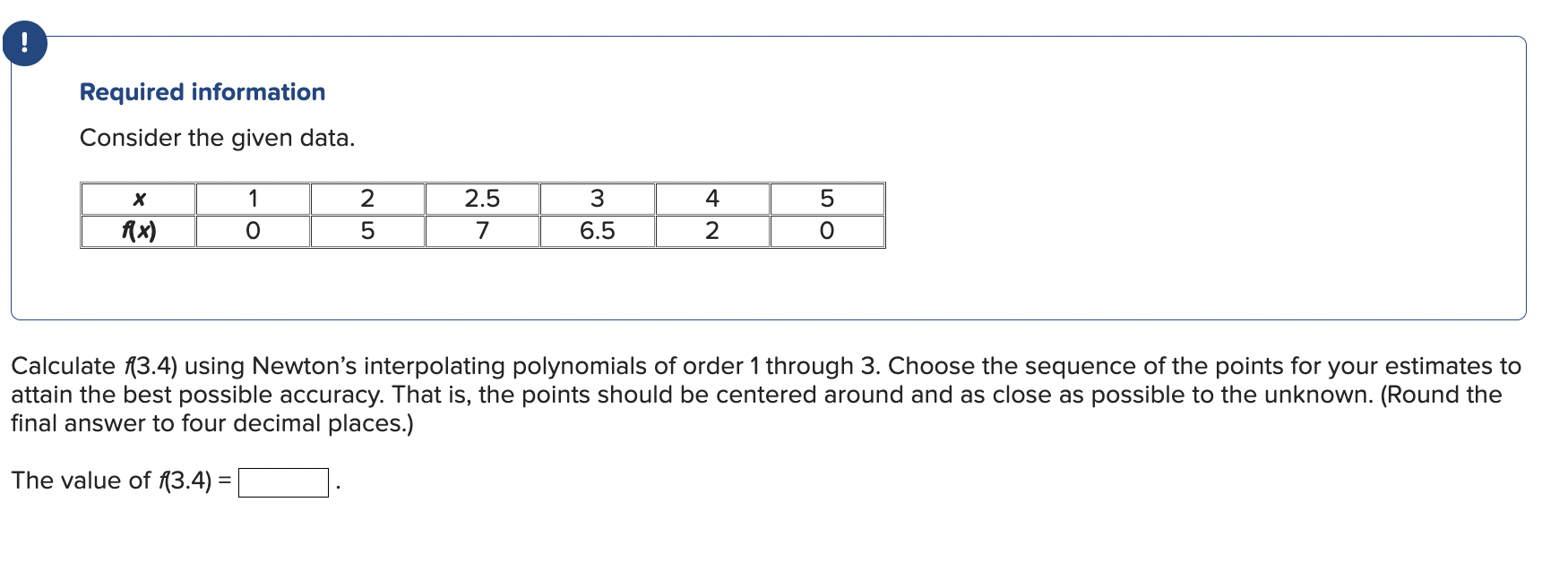 Solved Required information Consider the given data. | Chegg.com