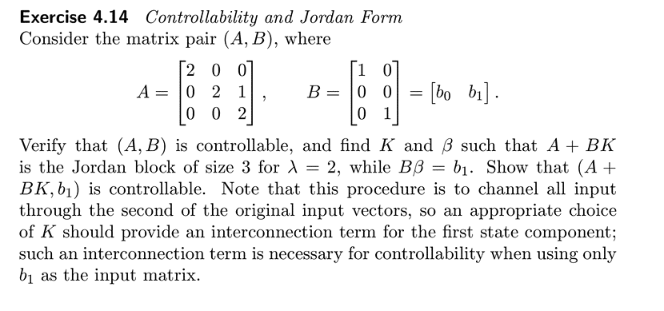 Exercise 4.14 Controllability and Jordan Form | Chegg.com
