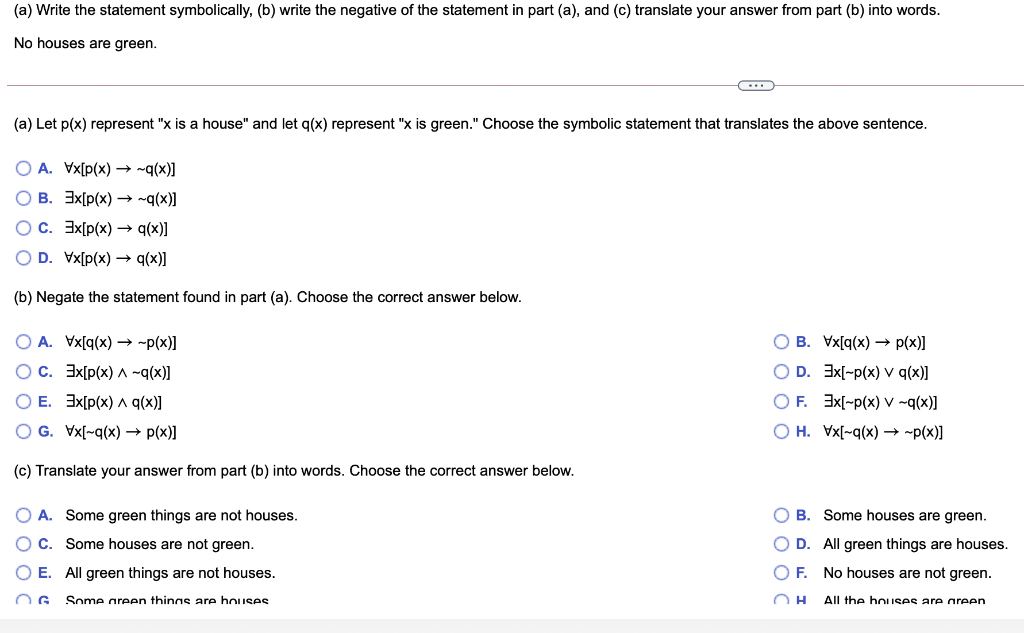 Solved (a) Write the statement symbolically, (b) write the | Chegg.com