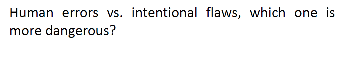Solved Human errors vs. intentional flaws, which one is more | Chegg.com
