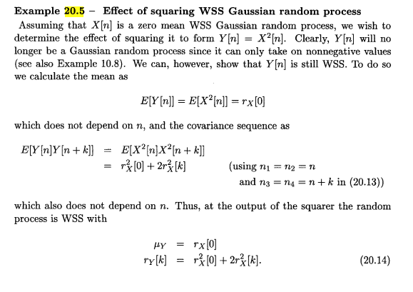 Example 20.5 - Effect of squaring WSS Gaussian random | Chegg.com