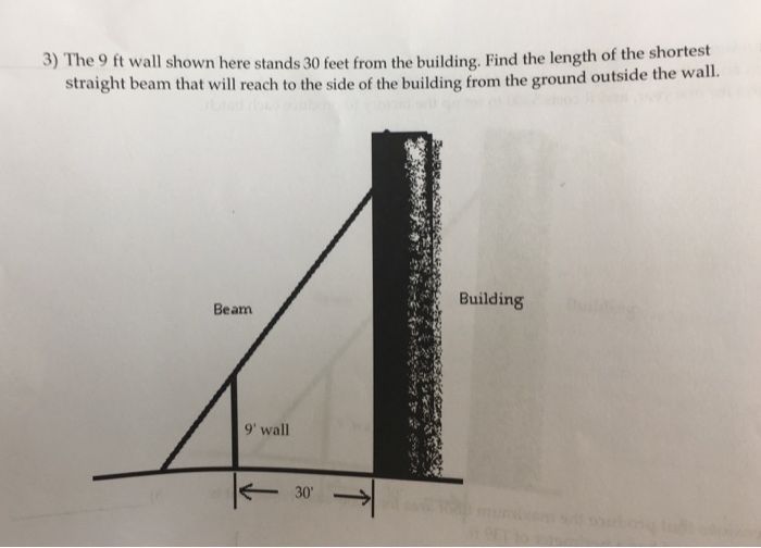 Solved The 9 ft wall shown here stands 30 feet from the | Chegg.com