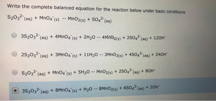 Solved Write the complete balanced equation for the reaction | Chegg.com