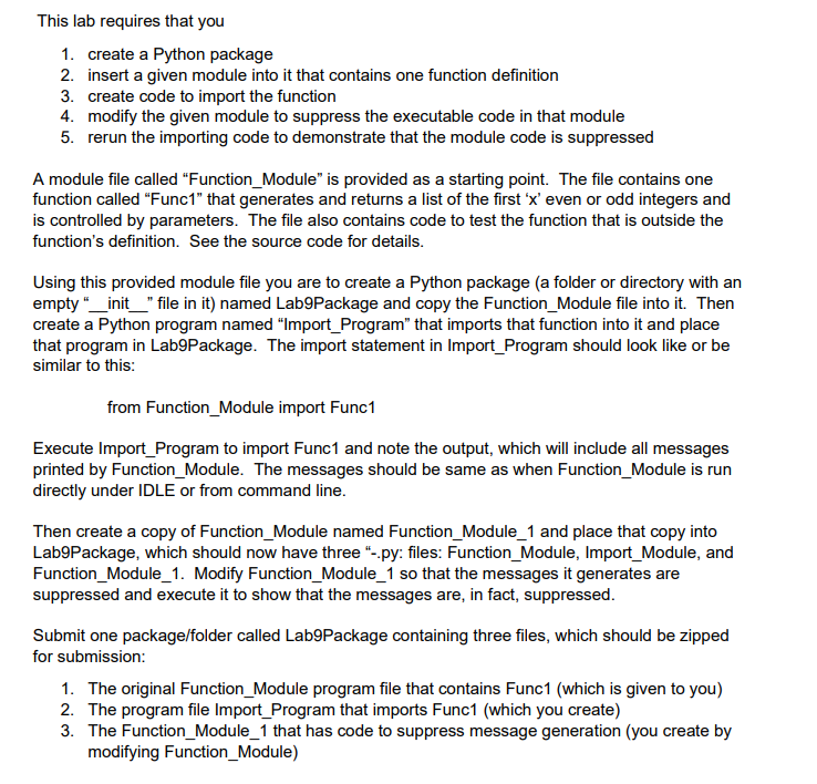 Solved This lab requires that you 1. create a Python package | Chegg.com