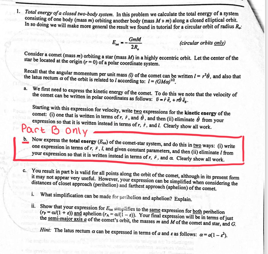 Solved Total energy of a closed two-body system. In this | Chegg.com