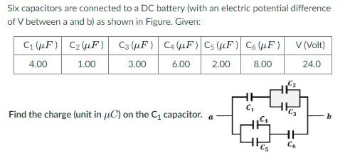 Solved A) Find the charge (unit in uC) on the C1 | Chegg.com