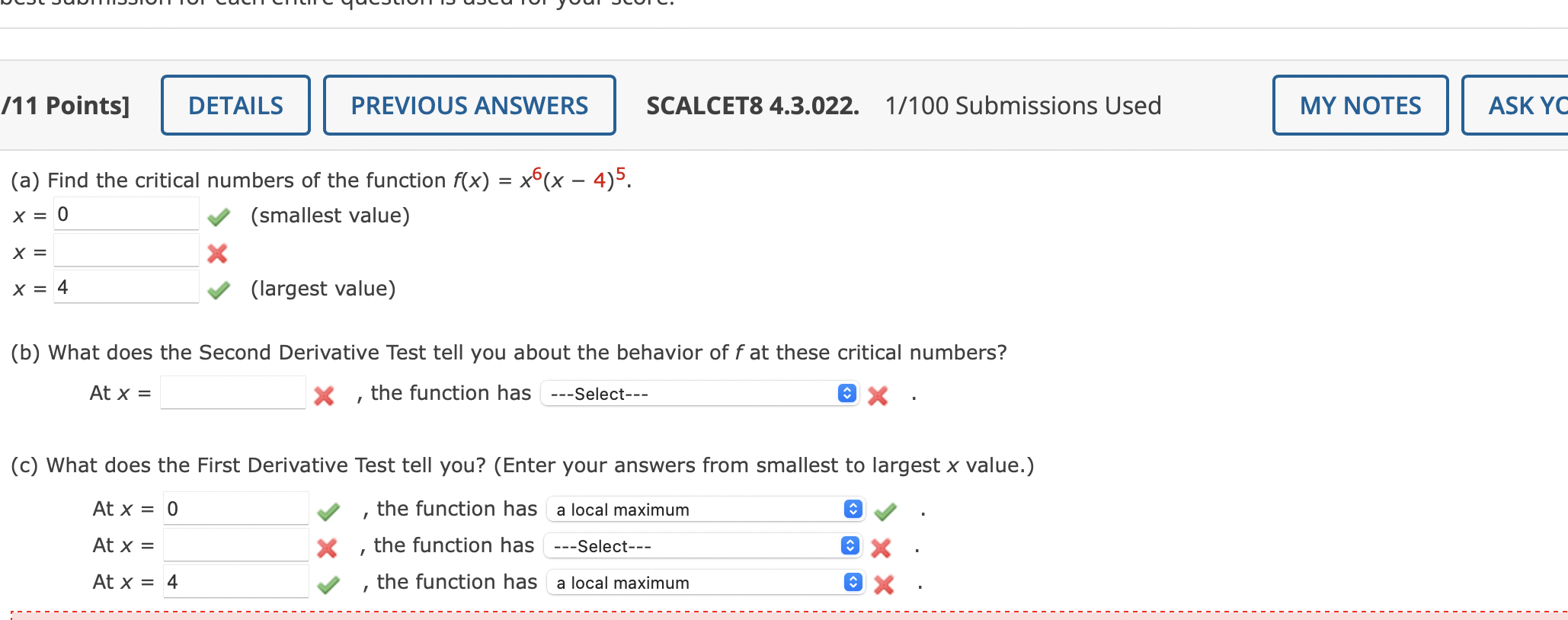 Solved /11 Points] DETAILS PREVIOUS ANSWERS SCALCET8 | Chegg.com