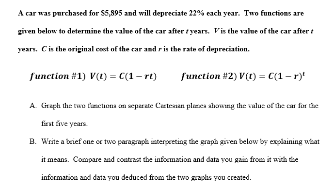 Solved A car was purchased for $5,895 and will depreciate | Chegg.com