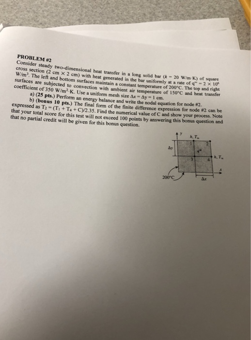 Solved PROBLEM #2 Consider steady two-dimensional heat | Chegg.com