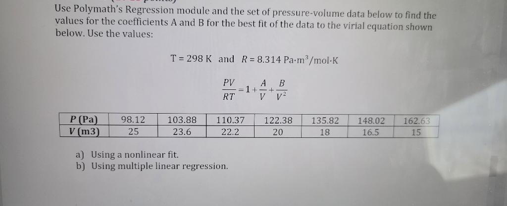 Solved Use Polymath's Regression module and the set of | Chegg.com