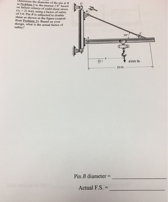 Solved Determine the diameter of the pin at B in Problem to | Chegg.com