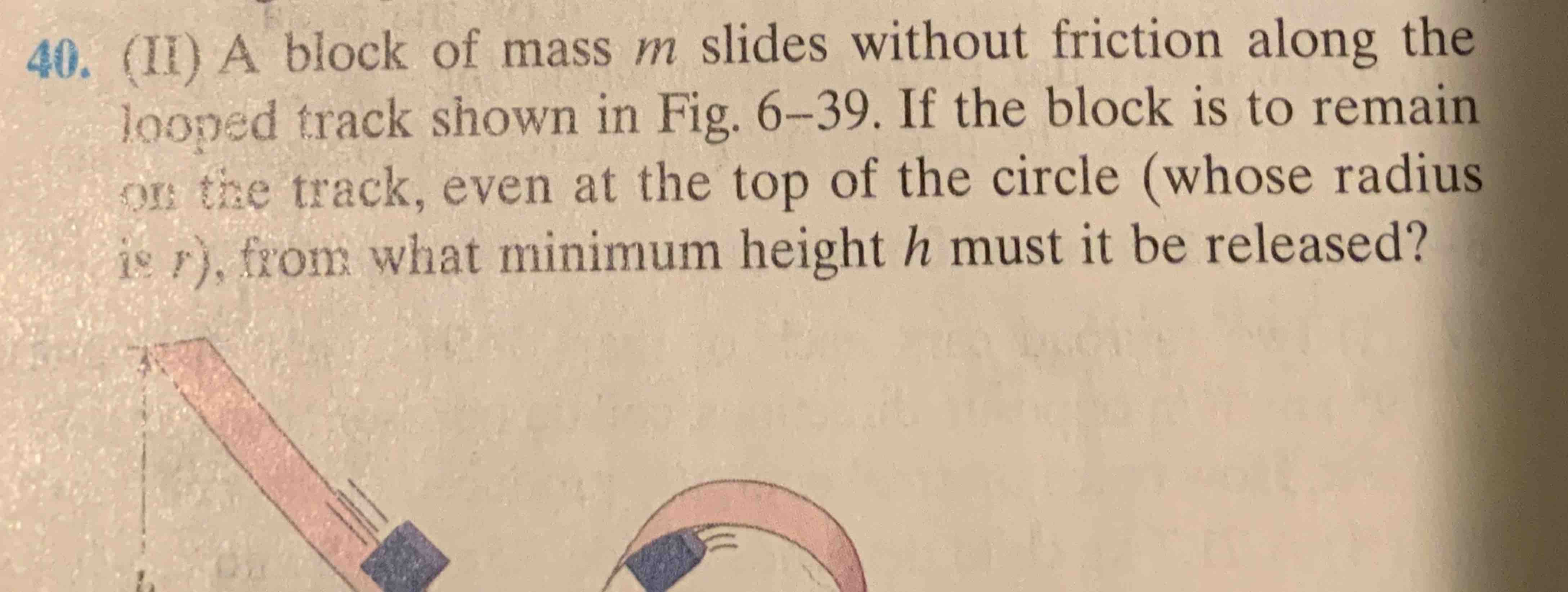 Solved (II) ﻿A block of mass m ﻿slides without friction | Chegg.com