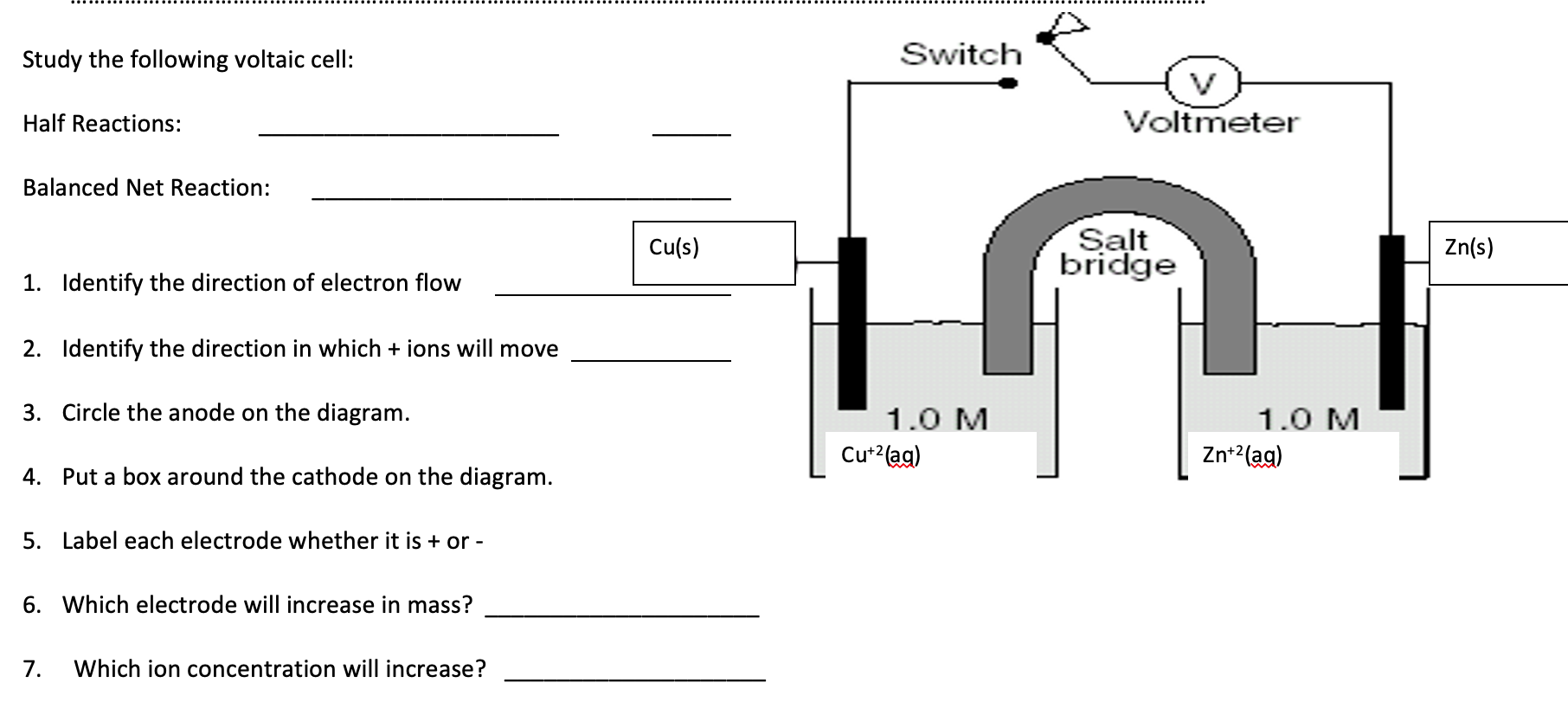 Solved Study the following voltaic cell: Half Reactions: | Chegg.com