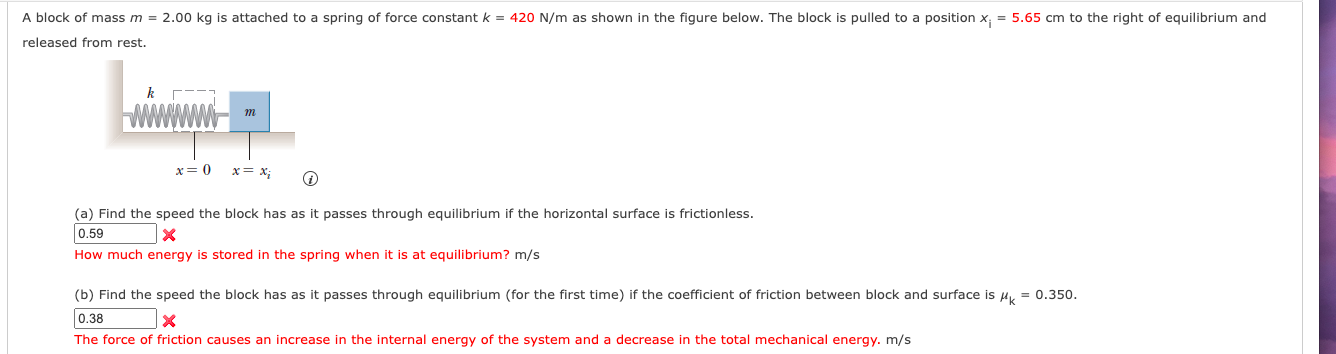 Solved released from rest. (a) Find the speed the block has | Chegg.com