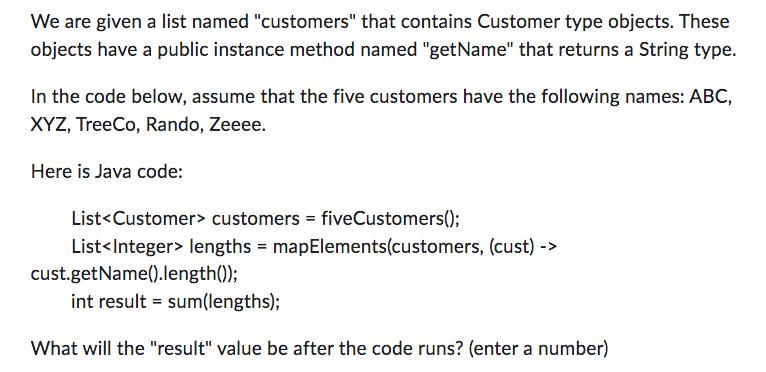Solved We are given a list named "customers" that contains | Chegg.com