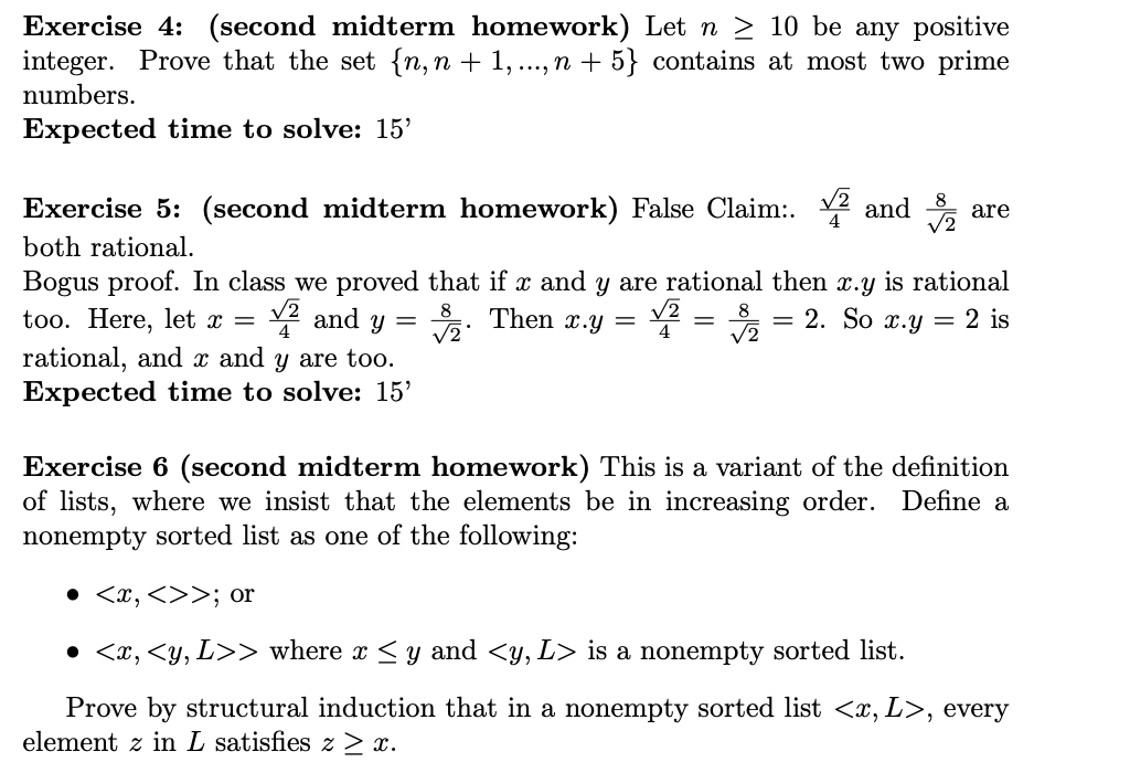 Solved Exercise 4: (second midterm homework) Let n≥10 be any | Chegg.com