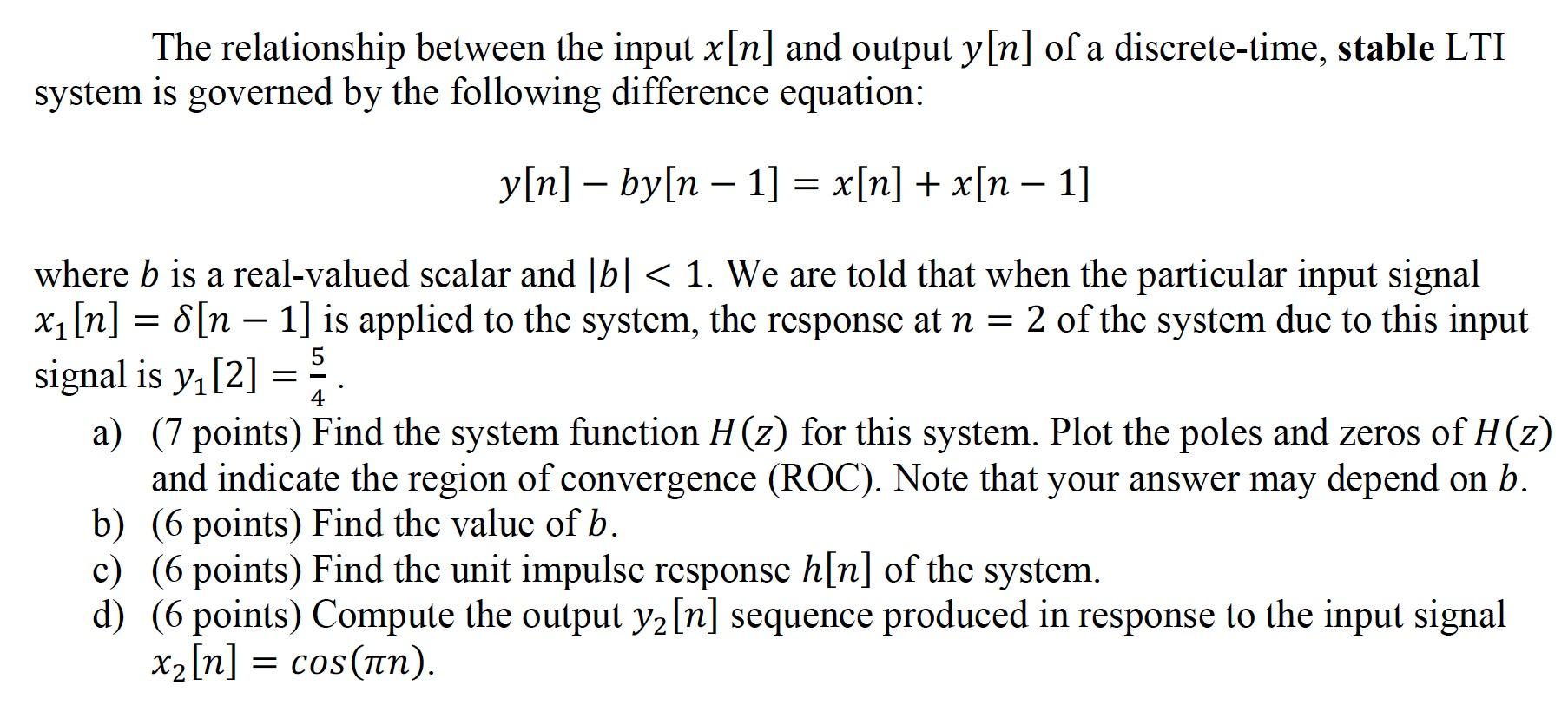 Solved The relationship between the input x[n] and output | Chegg.com