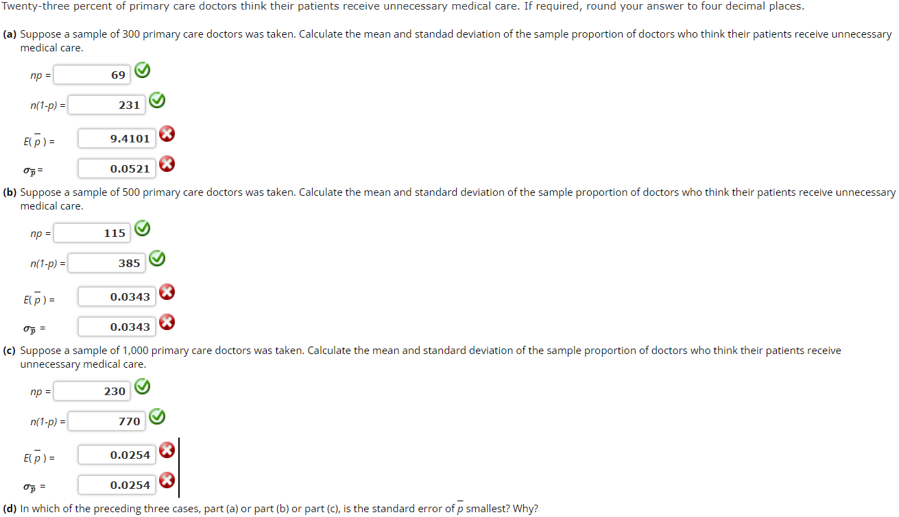 Solved Twenty-three percent of primary care doctors think | Chegg.com