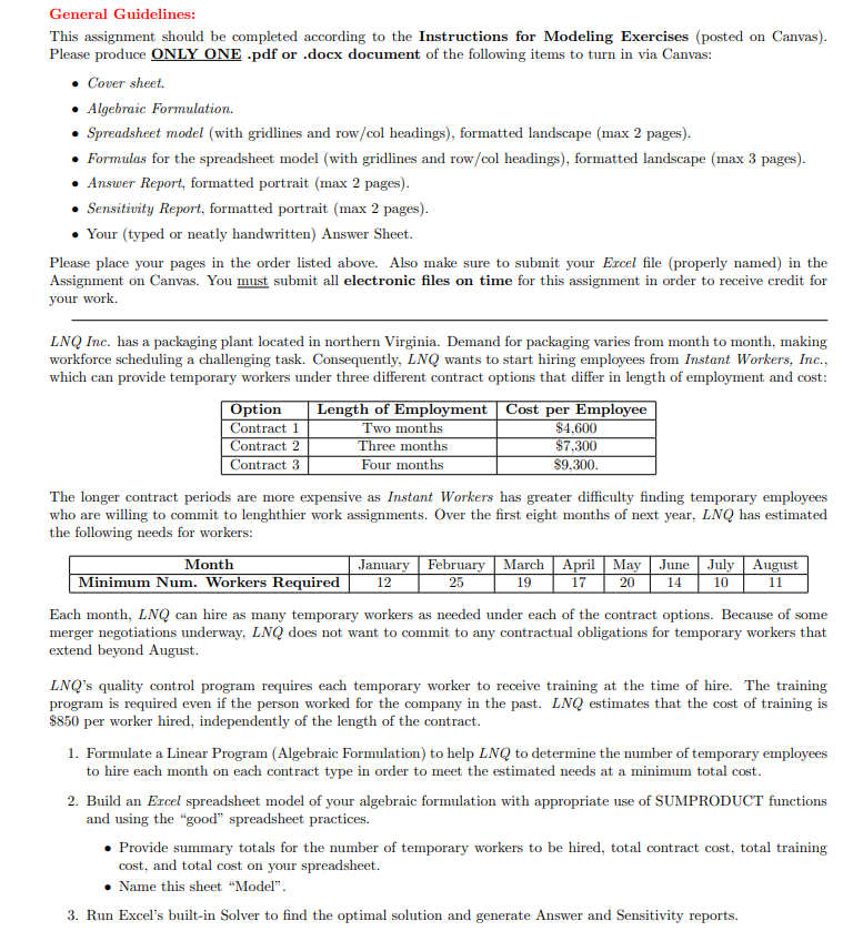 General Guidelines: This assignment should be | Chegg.com