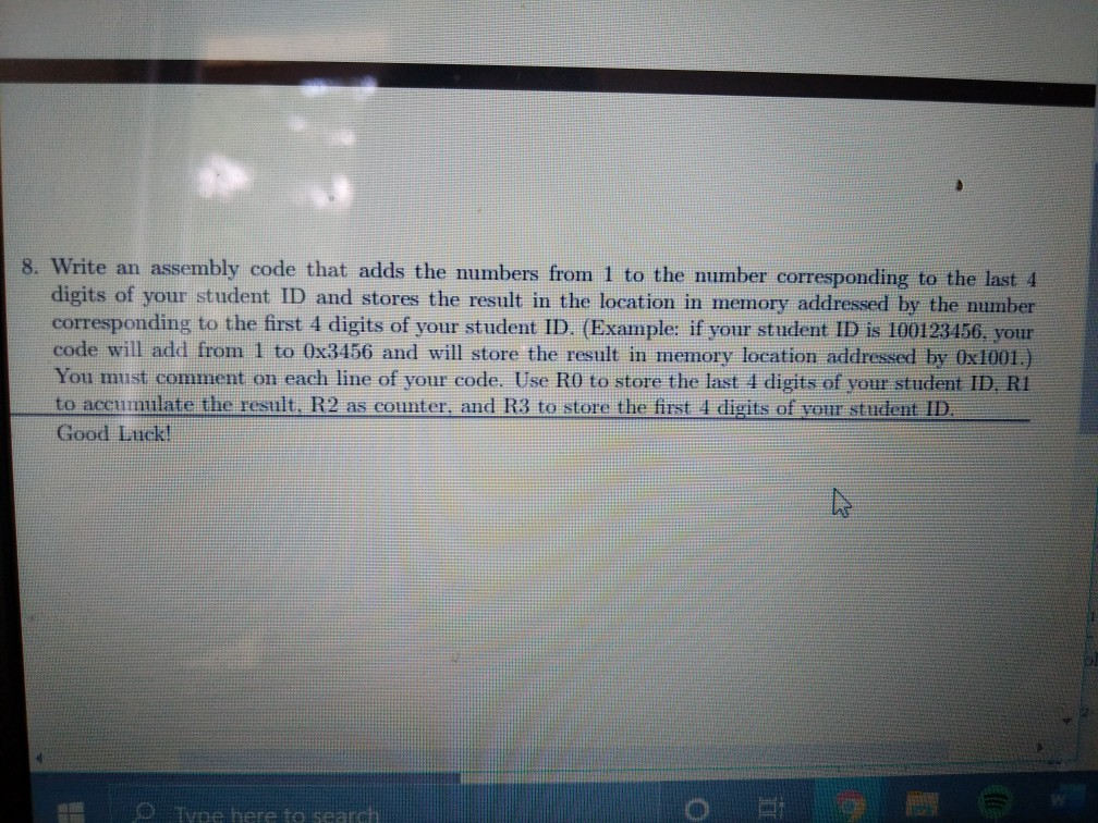 Solved 8. Write an assembly code that adds the numbers from | Chegg.com