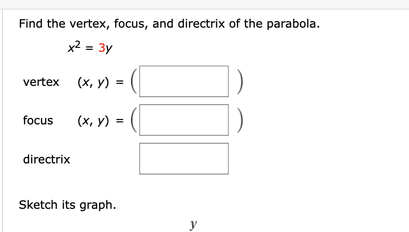 Solved Find the vertex, focus, and directrix of the | Chegg.com Solved Find the vertex, focus, and directrix of the | Chegg.com