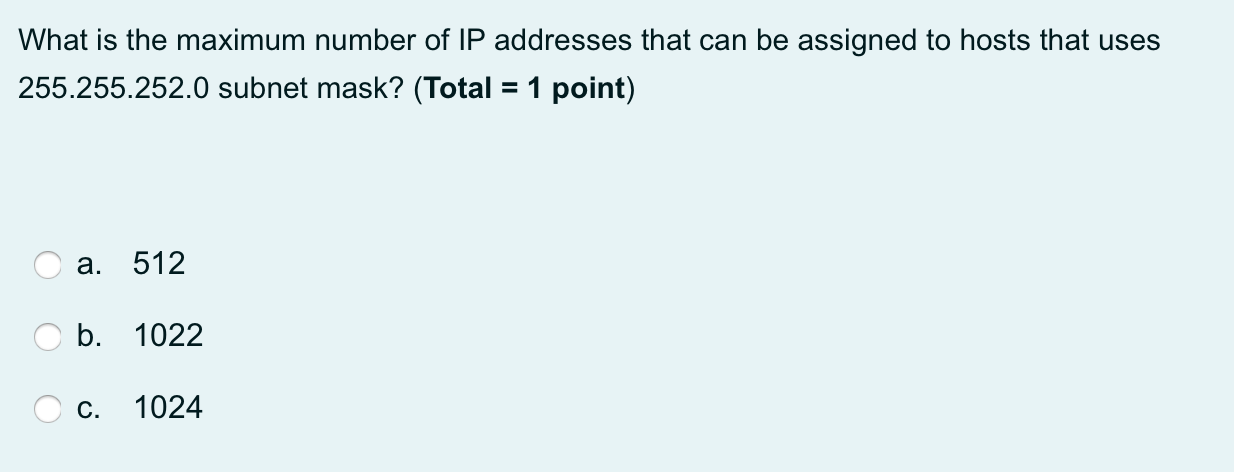 Solved What is the maximum number of IP addresses that can | Chegg.com