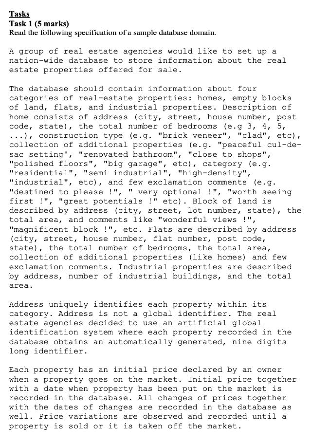 Solved Tasks Task 1 (5 marks) Read the following | Chegg.com