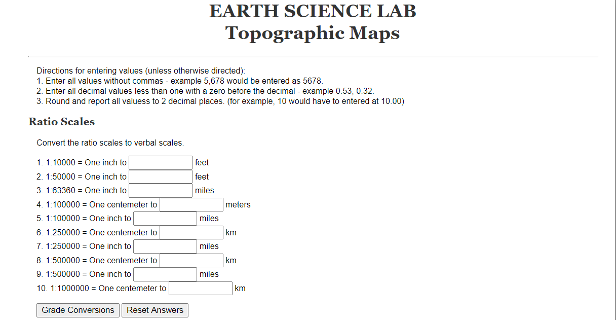Solved EARTH SCIENCE LAB Topographic Maps Directions for | Chegg.com