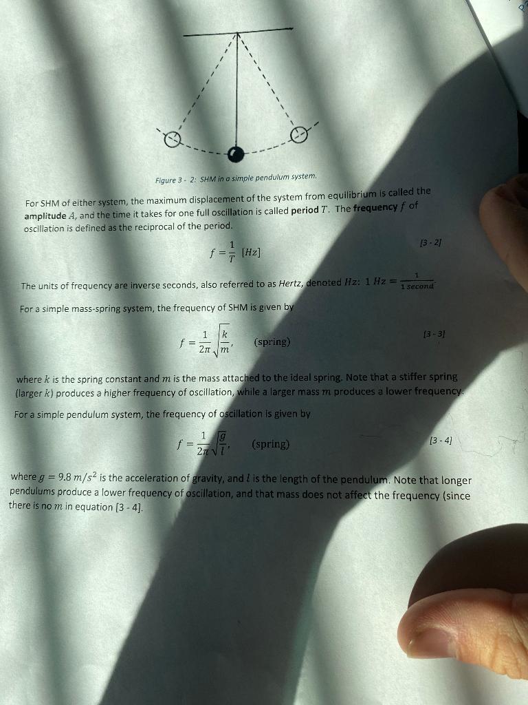 Solved Figure 3-2: 5HM in a simple pendulum system. For SHM | Chegg.com