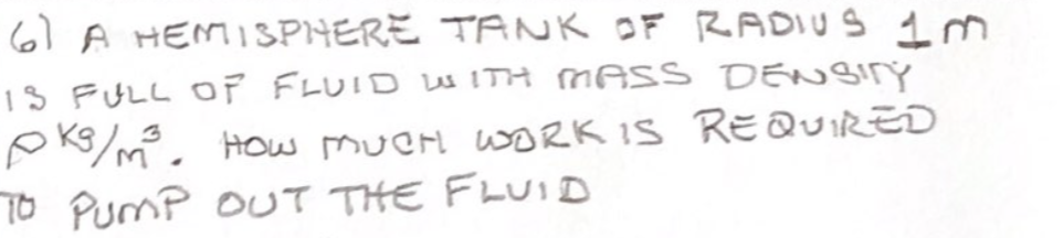 Solved 6) A HEMISPHERE TANK OF RADIUS Im 13 FULL OF FLUID | Chegg.com