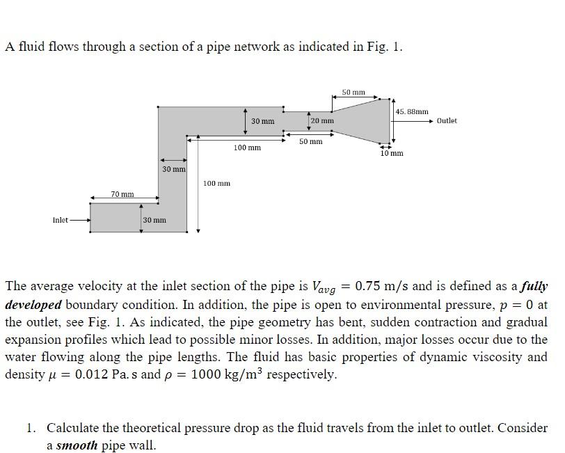 Solved A fluid flows through a section of a pipe network as | Chegg.com