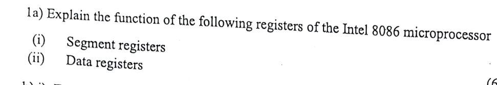Solved 1a) Explain the function of the following registers | Chegg.com