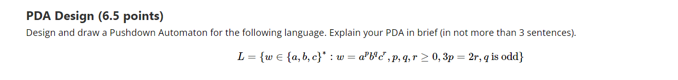 Solved PDA Design (6.5 points) Design and draw a Pushdown | Chegg.com