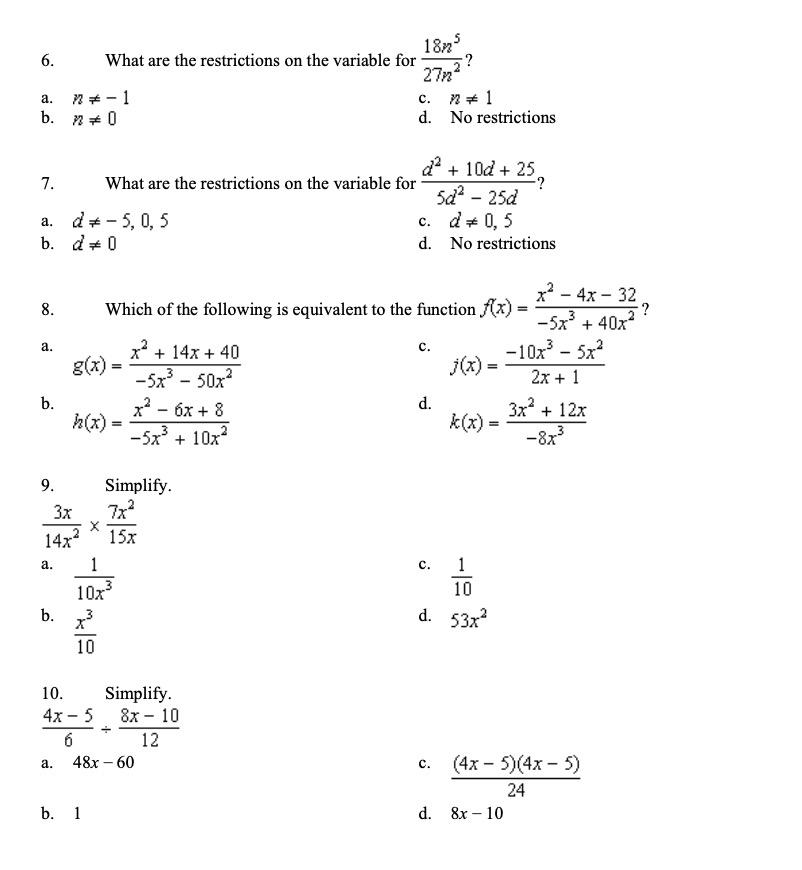 Solved ? 18n" 6. What are the restrictions on the variable | Chegg.com