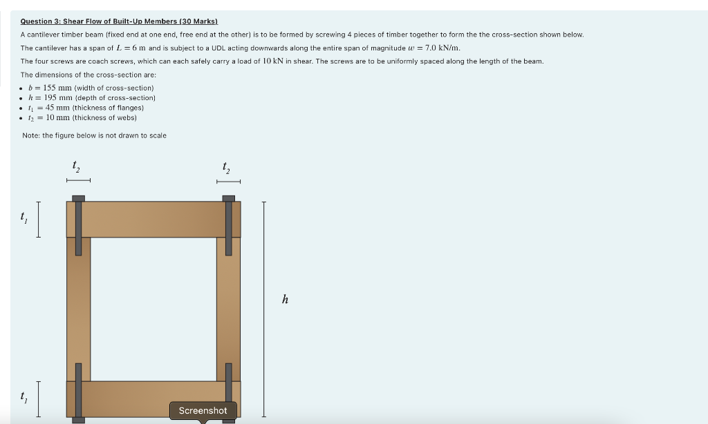 Solved Question 3: Shear Flow of Built-Up Members (30 Marks) | Chegg.com