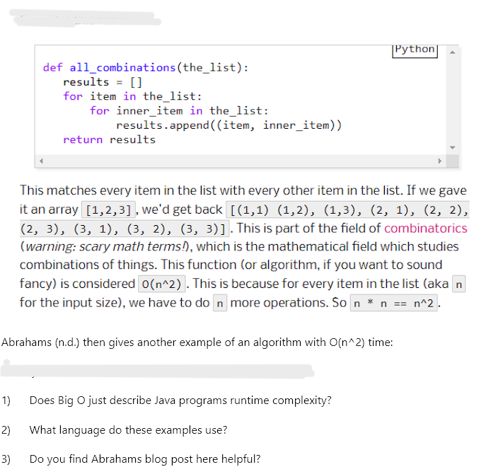 Solved def all_combinations(the_list): results =[ ] for item | Chegg.com